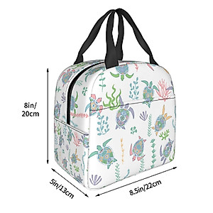 Ucsaxue Cute Sea Turtle Lunch Box Reusable Lunch Bag Work Bento Cooler Reusable Tote Picnic Boxes Insulated Container For Women Men Home School Office Outdoor Use