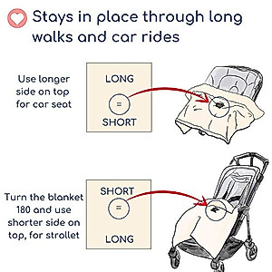 Non-Slip Stroller Blanket - Stays in Place, Off The Floor, Out of Stroller Wheels. Light Spring Soft Cream Baby Blanket for Infant and Toddlers, Universal Fit for All Strollers and Car Seat