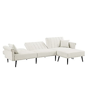 hansones 65'' 3-in-1 Folding Sofa Bed – Queen Size Pullout, Modern Chenille Fabric, 360° Swivel Table, Easy Assembly – Perfect for Living Room