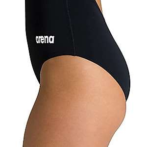 Arena Women's Standard Team Swimsuit Light Drop Solid Fl, Black-White, 36