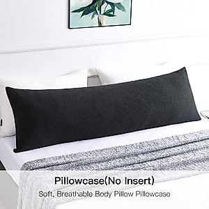 Body Pillow Cover with Zipper, Soft Body Pillow Pillowcase, Long Pillow Case Cover Breathable Jersey Cotton, 20x54 Inch, Dark Grey