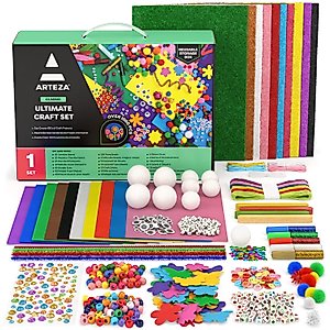 Arteza Ultimate Craft Kit, over 1,000 Pieces and Craft Supplies, Felt, Pom Poms, Googly Eyes, Glitter Glue, Pipe Cleaners for Crafts and DIY Projects
