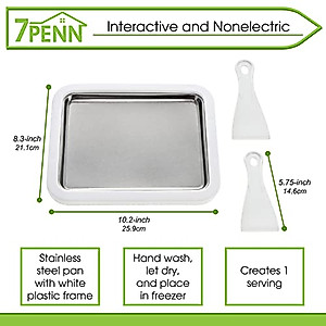 7Penn Instant Freezer Homemade Ice Cream Cold Plate Roller with 2 Spatulas - Anti Griddle Ice Cream Roll Maker Slab Pan