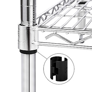 DuraSteel Wire Shelving Shelf Lock Clips / Shelving Sleeves - Fits with Thunder Group, Alera, Honey Can Do, Eagle, Regency, Metro and more - For 1" Post, Plastic, Black, Pack of 4 Pcs