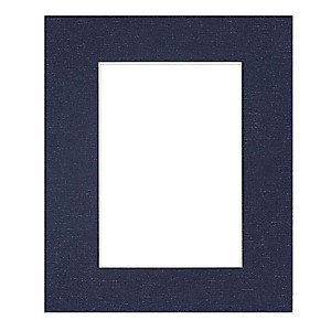 12x18 Mat Bevel Cut for 11x17 Photos - Acid Free Navy Canvas Texture Precut Matboard With Backing Board and Crystal Clear, Self Seal Photo Mat Bag - For Pictures, Photos, Framing - 4-ply Thickness