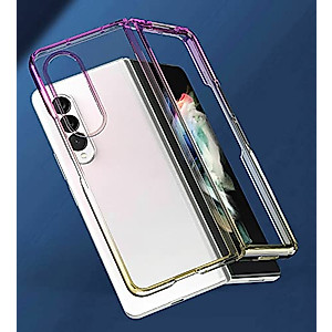 EAXER for Samsung Galaxy Z Fold 3 5G Shockproof Acrylic Gradient Clear Cover Skin Case Slim Thin Crystal Scratchproof Hard PC Gradient Shock Absorption Flexible TPU Soft Bumper Red Purple