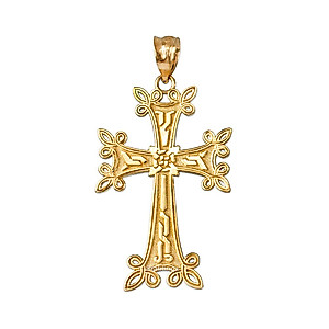 LA BLINGZ 14K Yellow Gold Armenian Reversible Cross Pendant