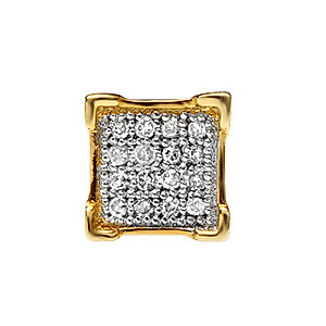 Dazzlingrock Collection Round White Diamond Square Frame 1Pc Stud Earring for Men (Color I-J, Clarity I2-I3) in 10K Solid Yellow Gold, Screw Back