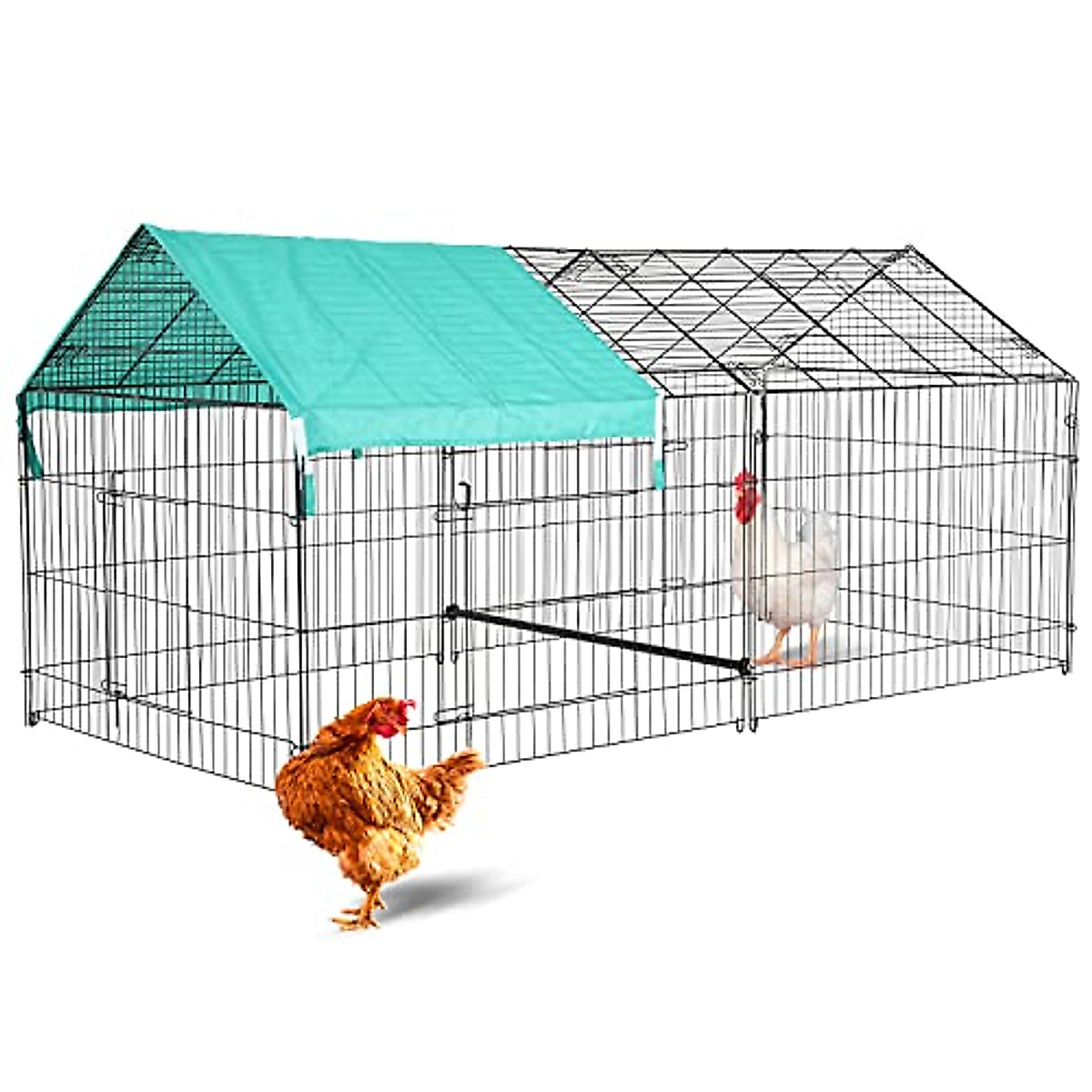 MGHH 87" x 40"Large Metal Chicken Coop Run Rabbit Enclosure Pen with Waterproof Cover Outdoor Backyard Farm Chicken Pen Cage Crate Pet Playpen Exercise Pen for Rabbit Duck Hen