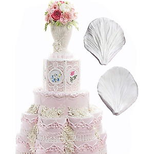 KALAIEN 5pcs Stainless Steel Peony Cutter 2pcs Fondant Silicone Mold Gumpaste Peony Sugarcraft Flower Veining Mold Veiner Petal Making Tool