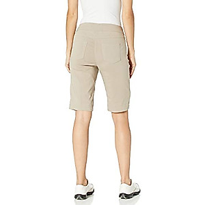 SLIM-SATION Women's Golf Wide Band Pull On Short with Real Pockets(Stone,8)