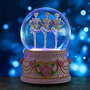 Broadway Triple Tap Dancers Snow Globe with LED Light Effects, Musical and Spinning Snowglobe Plays Music Waltz of The Flowers