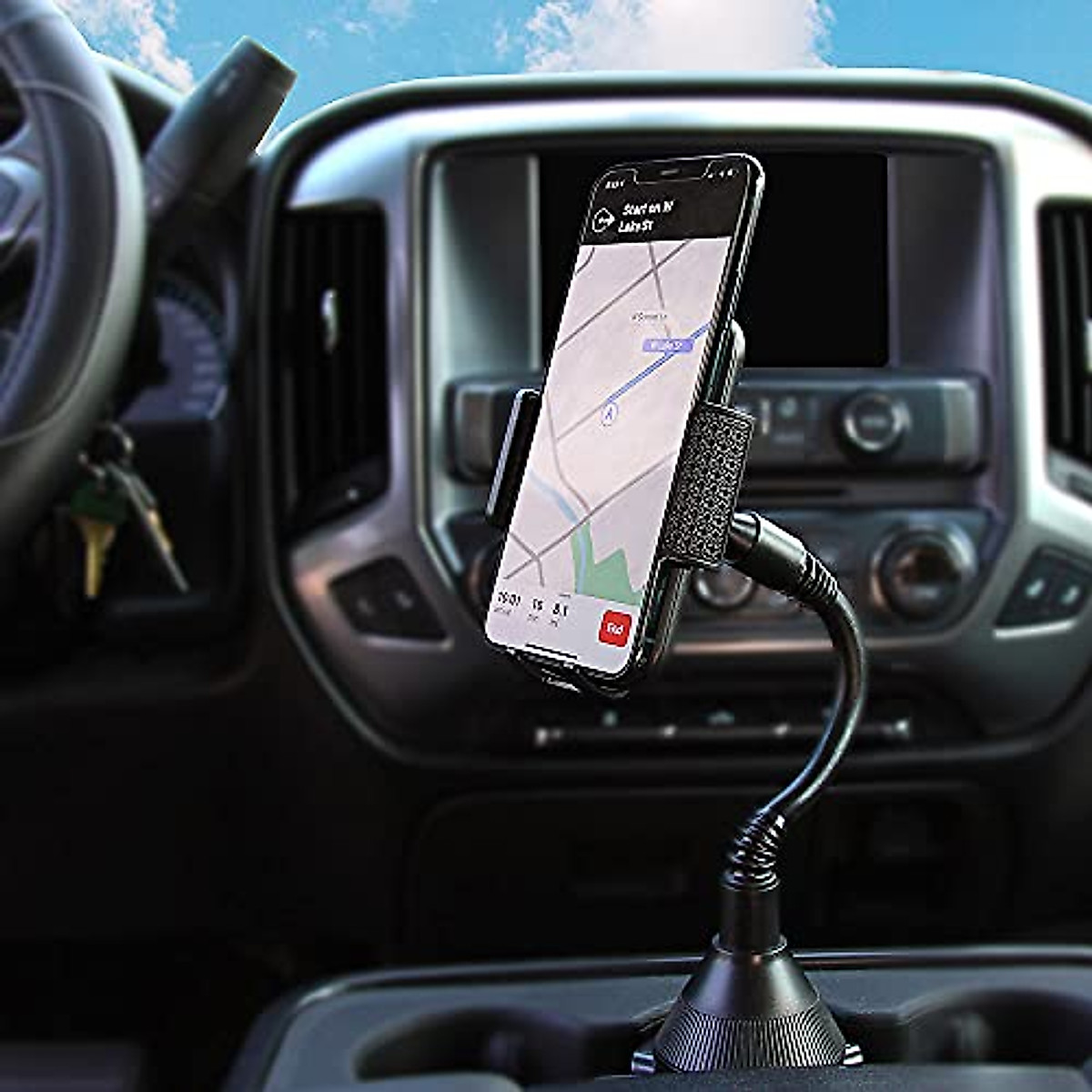 Limitless PhoneStation Car Cup Holder Phone Mount with Adjustable Base, Flexible Neck & Air Vent Clip for iPhone/Samsung/Note/Galaxy & More