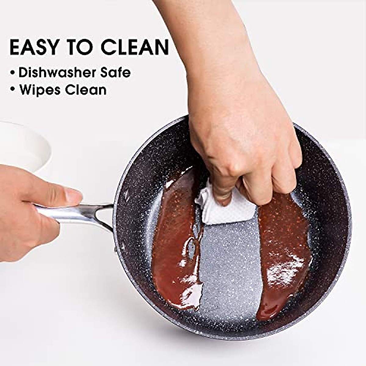 JEETEE Kitchen Pots and Pans Set Nonstick Granite Cookware Set Pans for Cooking w/Frying Pan, Saucepan, Cooking Pot, Oven Safe(Black, 15pcs Cookware Set)