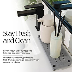 Mondano Stone Bath Mat, Diatomaceous Earth, Non-Slip, Quick Drying, Absorbent, Sink Caddy