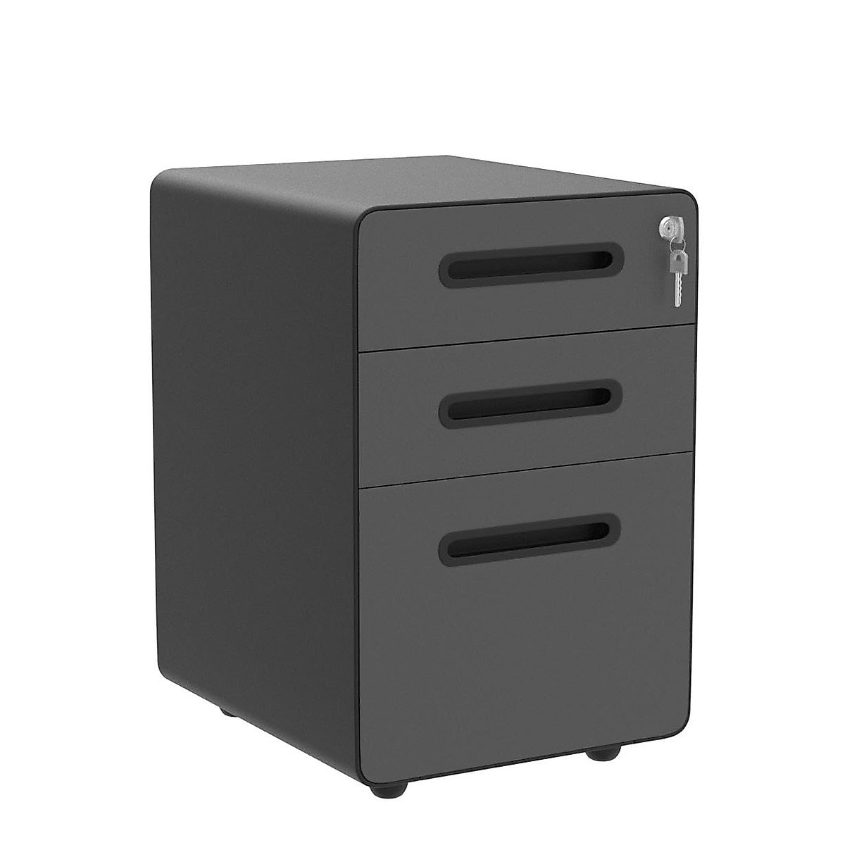 ApexDesk 3-Drawer Vertical Metal Mobile File Cabinet with Locking Keys - Charcoal Panel/Black Body