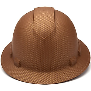 Pyramex Ridgeline Full Brim Hard Hat, 4-Point Ratchet Suspension, Copper Pattern