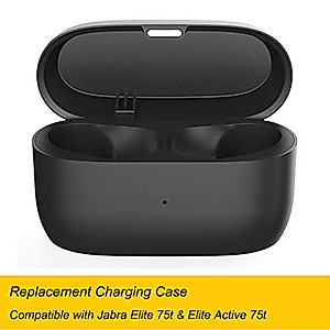 Replacement Charging Case Compatible with Jabra Elite Active 75t and Elite 75t, Charger Cradle Dock for Jabra Elite 75t / Elite Active 75t (Earbuds not Included, Black)
