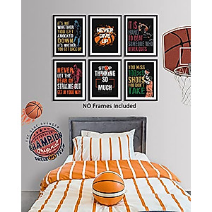 Inspirational Quotes Basketball Posters, Motivational Sayings Basketball Art Of Sport Basketball Room Decor For Men Kids Teenagers, Basketball Wall Decor Art Prints For Bathroom Playroom Classroom
