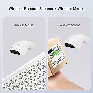 THARO New Wireless Mouse Barcode Scanner, 2-in-1 Design 2D Handheld Barcode Scanner with Wireless Mouse Functions for POS System,Store,Supermarket, Warehouse.(Black)