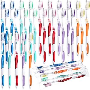 150 Pieces Individually Wrapped Toothbrushes Manual Disposable Travel Toothbrush Medium Soft Bristle Tooth Brush Travel Toothbrush Bulk Toothbrushes for Hotel, Guest, Adults, Kids, Multi Color