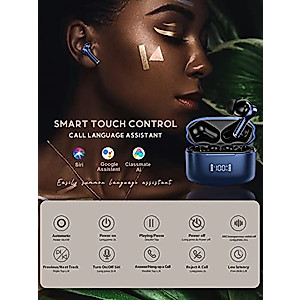 Wireless Earbuds, ANC+ENC Bluetooth 5.3 Headphones LED Power Display Earphones Wireless Charging Case 30Hrs Playback IPX6 Waterproof in-Ear Headsets with Mic for TV Smart Phone Computer Laptop Sports