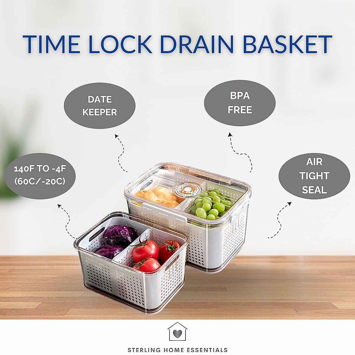 STERLING HOME ESSENTIALS Time Lock Drain Basket (SHETLBS1M1)