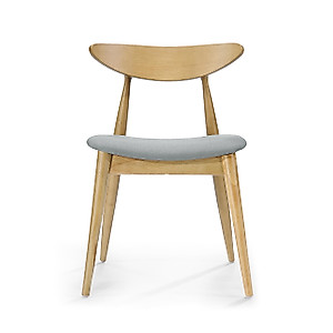 Christopher Knight Home Barron Fabric with Oak Finish Dining Chairs, 2-Pcs Set, Light Grey / Oak