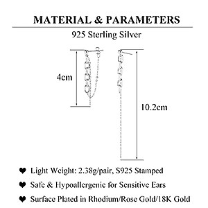 SLUYNZ 925 Sterling Silver Chain Dangle Earrings for Women Asymmetric Tassel Earrings (A-Silver)