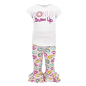 Unique Baby Girls Donut Grow Up Birthday Ruffle Pant Outfit (2t)