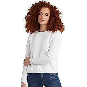 Hanes Women's EcoSmart Crewneck Sweatshirt, White, Large