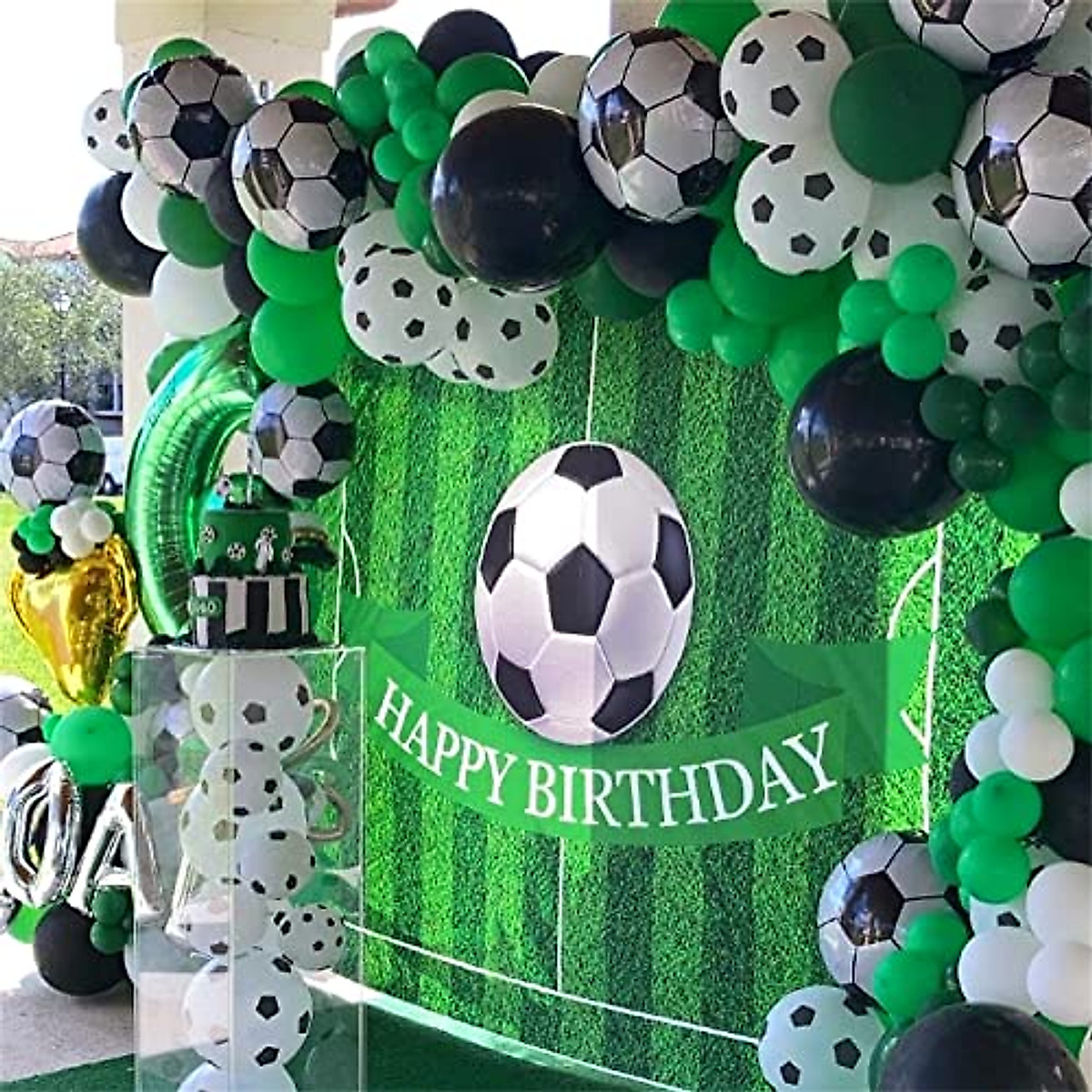 Soccer Party Balloons Set, 32 Inch Champion Trophy Mylar Foil Balloon and Football Helium Foil Balloons, World Cup 2022 Decor for Boys Kids Soccer Ball Fans Sport Birthday Party Decoration Supplies