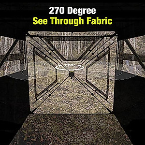 TIDEWE Hunting Blind 270° See Through with Silent Magnetic Door & Sliding Windows, 2-3 Person Pop Up Ground Blind with Carrying Bag, Portable Durable Hunting Tent for Deer & Turkey Hunting(Camouflage)