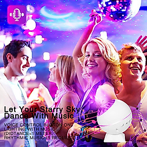 Star Projector, Galaxy Projector, Led Night Light with Remote Control Voice Control，for Bedroom New Year Gift Baby Rooms Starlight Dinners Game Rooms Home Party Gift for Kids (White)