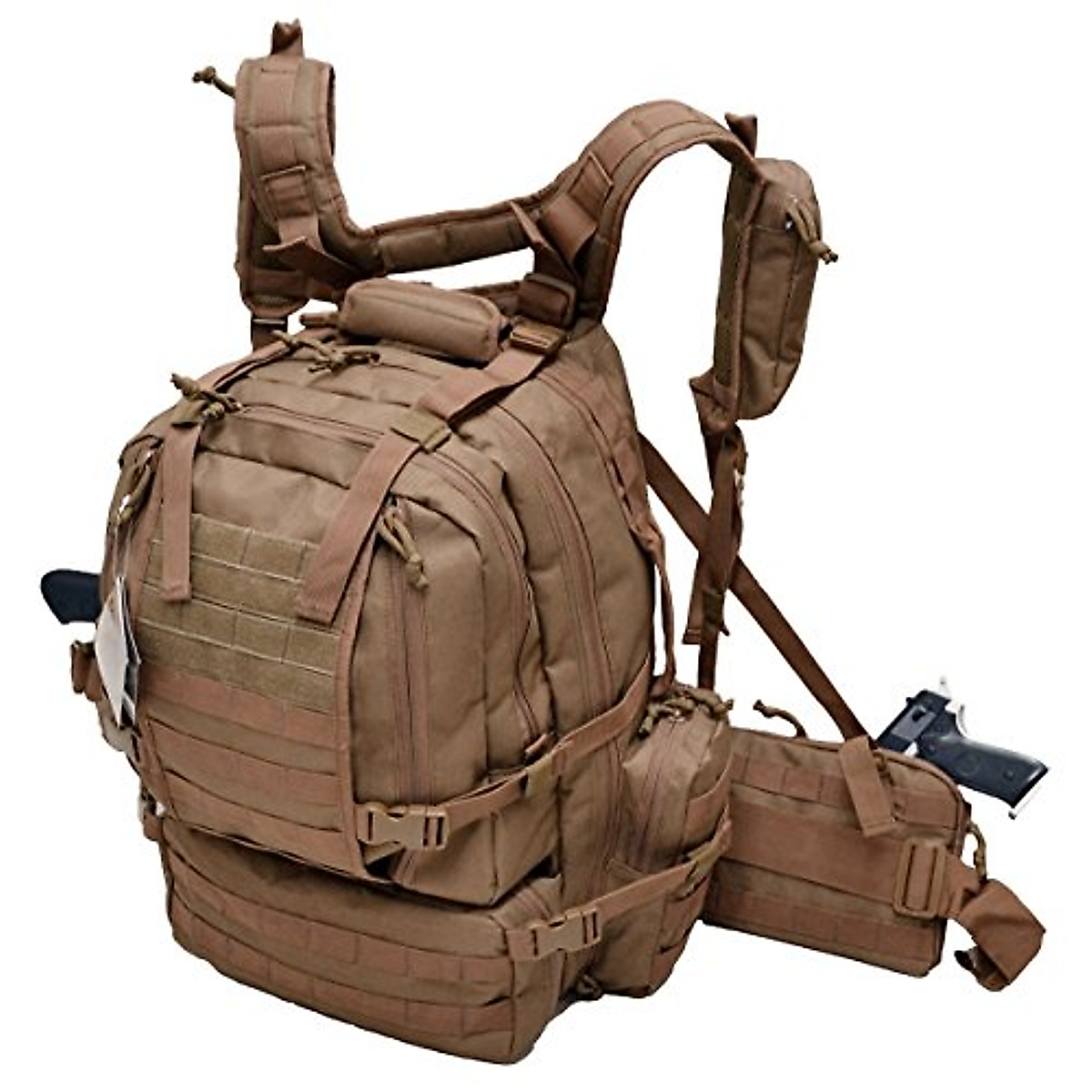 Explorer Large Backpack 22 Inches Detachable Pistol Waist Pouches B12-CT,Tan