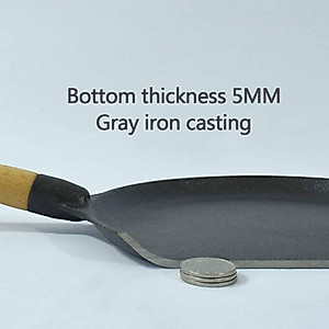 XD Designs Pancake Crepes Frying Pan Cast Iron, Induction, with Beech Handle, Skillet for Steak Pizza, Frying Eggs, for Breakfast,-18cm