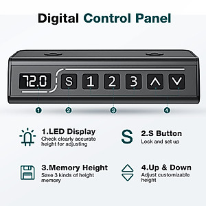 Sweetcrispy Electric Standing Desk, 48 x 24in Adjustable Height Electric Stand up Desk Standing Computer Desk Home Office Desk Ergonomic Workstation with 3 Memory Controller, White