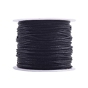 KONMAY 100 Yards 1.5mm Nylon Rattail Satin Silk Trim Cord, Bracelet Making String for Chinese Knotting, Kumihimo, Beading, Jewelry Making, Black
