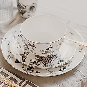 Koken – 4 Bowls Set fine bone china with design Black & White with gold Ring - Ideal for special occasions or every day - Stackable-Mixing Bowls- Kitchen Essentials & Tableware.