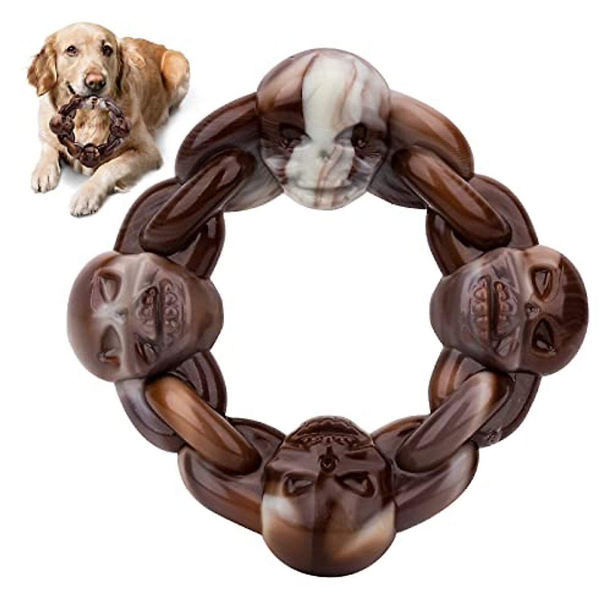 Anhozuo Dog Chew Toys for Aggressive Chewers Large Breed, Indestructible Dog Toys for Large Dogs, Tough Durable Dog Chew Toys for Medium and Large Dogs, Real Bacon Flavor Skull Elements Dog Toys