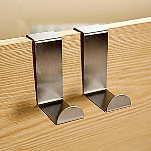YJYdada 2PC Door Hook Stainless Kitchen Cabinet Clothes Hanger