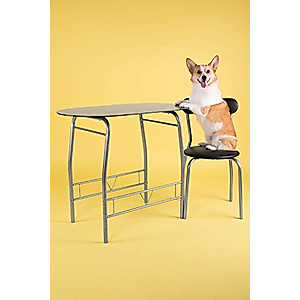 Flash Furniture Sutton 3 Piece Space-Saver Bistro Set with Black Glass Top Table and Black Vinyl Padded Chairs