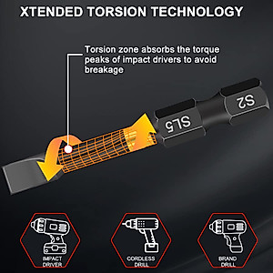 SuSuMu Impact Ready Magnetic Screwdriver Bits Set Stronger Magnet Screw Drill Bit 15PCS Anti Slip Torx Square Slotted Hex Head Phillips 2 Inch Long Drill Tips for Impact Driver Cordless Drill