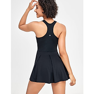 1a1a Tennis Dresses for Women, Golf Apparel and Golf Dresses for Women with Inner Shorts and Pockets, Women’s Athletic Dress for Workouts Black Medium