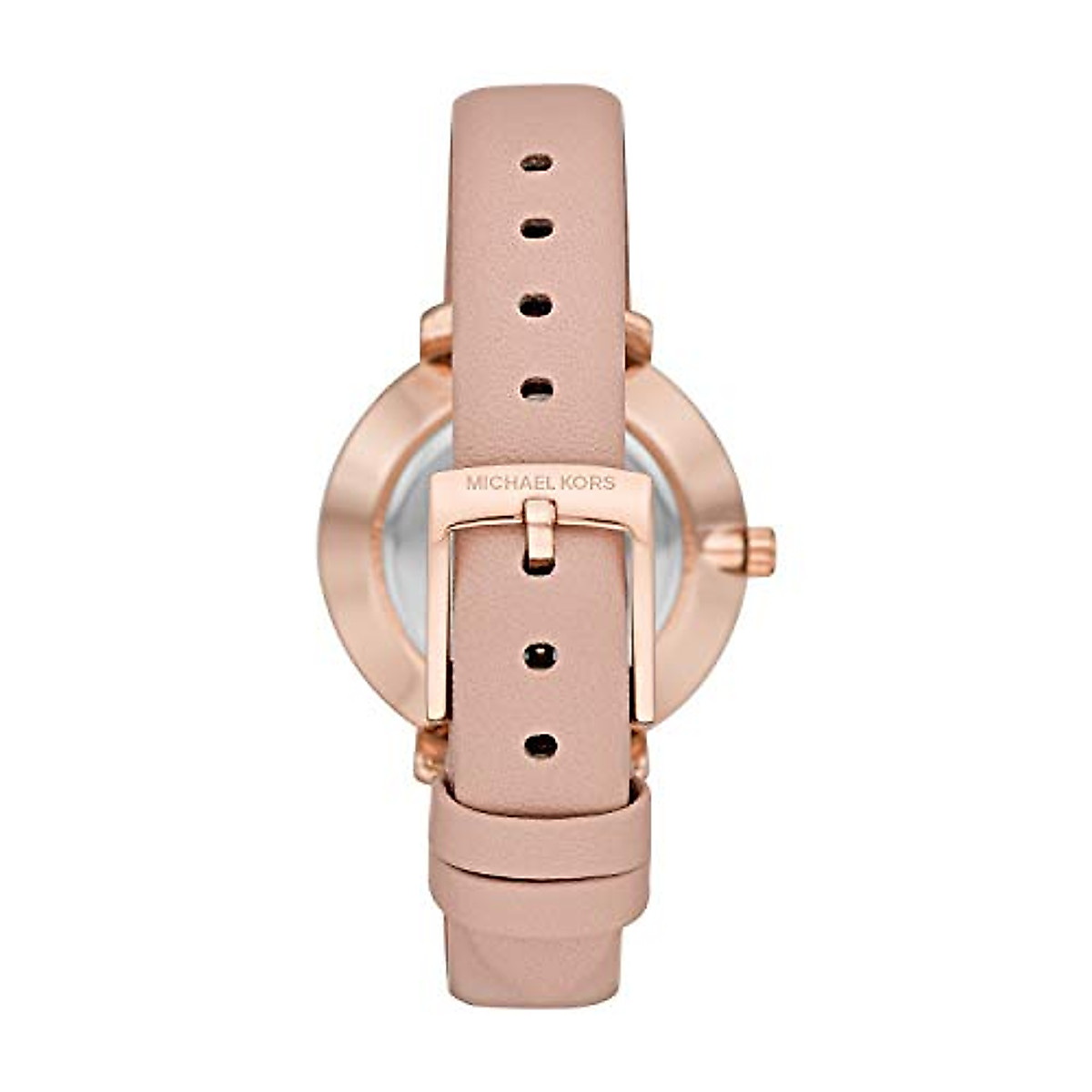 Michael Kors Women's Pyper Stainless Steel Quartz Watch with Leather Strap,Rose Gold/Pink/White, 14