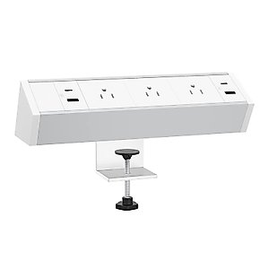 Desk Clamp Power Strip, 1875W Desktop Power Strip for Desk Edge Mount, 2 USB A, 2 USB C Ports, 3 AC Outlets Widely Spaced Desk Outlet Station, Fast Charging Ports, Table Desk Outlet for Home, Office.