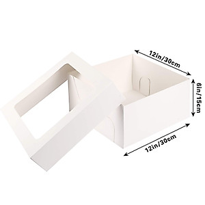Moretoes 10pcs Cake Boxes 12 Inch 12x12x6 Inches White Bakery Boxes with Window Cajas Para Pasteles for Bundt, Cheesecake, Pastries, Pie, Cookies, Donuts, Cupcakes