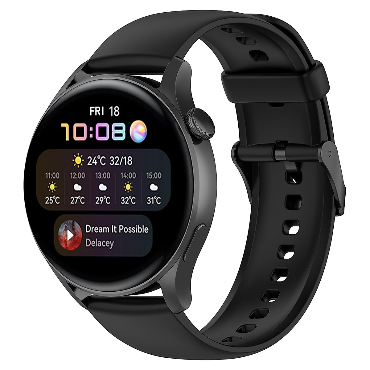 LOKEKE Compatible with Huawei Watch 4 Pro Replacement Band - 22mm Replacement Silicone Wrist Watch Band Strap Compatible with Huawei Watch 4/4 Pro/Watch Ultimate/Watch GT3 SE(Silicone Black)