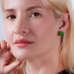 Large Stud Earrings for Women - Big Stud Earrings for Women, Square Emerald Green Earrings For Women, Simulated Green Emerald Earrings for Women, Green Stud Earrings for Women, Green Stone Earrings