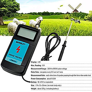 allsun Digital Electrical Fence Voltage Tester Handheld Fence Fault Finder & Locator Checker Fence Voltmeter Troubleshooter High Voltage 300-9900V Gardening Tools
